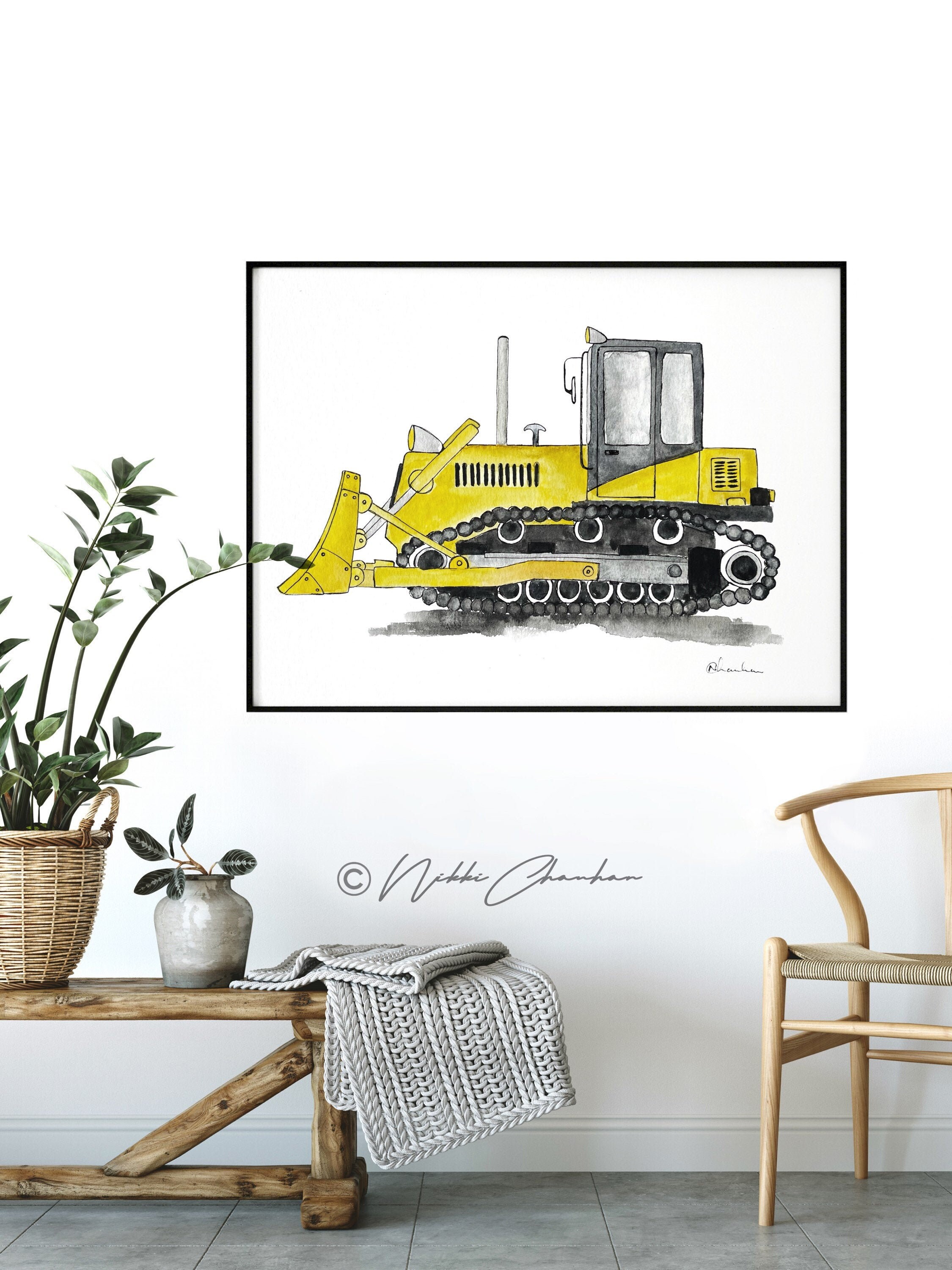 Dozer Art Print, Construction Wall Art, Heavy Vehicle Print ...