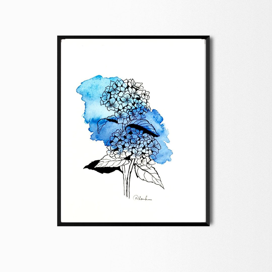 Hydrangea Flower Print, Floral Art Gifts, Blue Hydrangea Floral Nursery ...