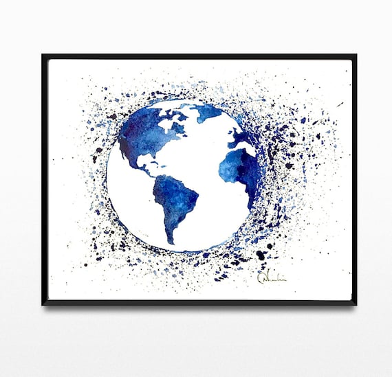 Globe Print World Map Globe Poster Art Globe Art Print | Etsy