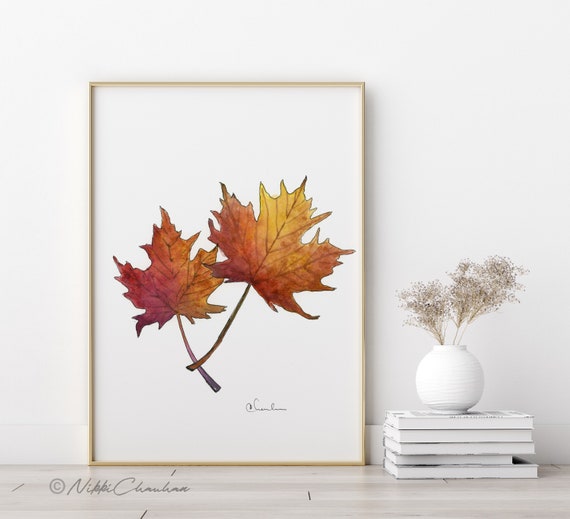Maple Leaf Print Watercolor Autumn Leaves Fall Print Maple | Etsy