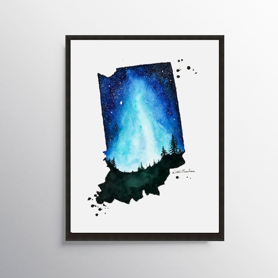 Indiana State Map Print State Map Gifts Map of Indiana | Etsy