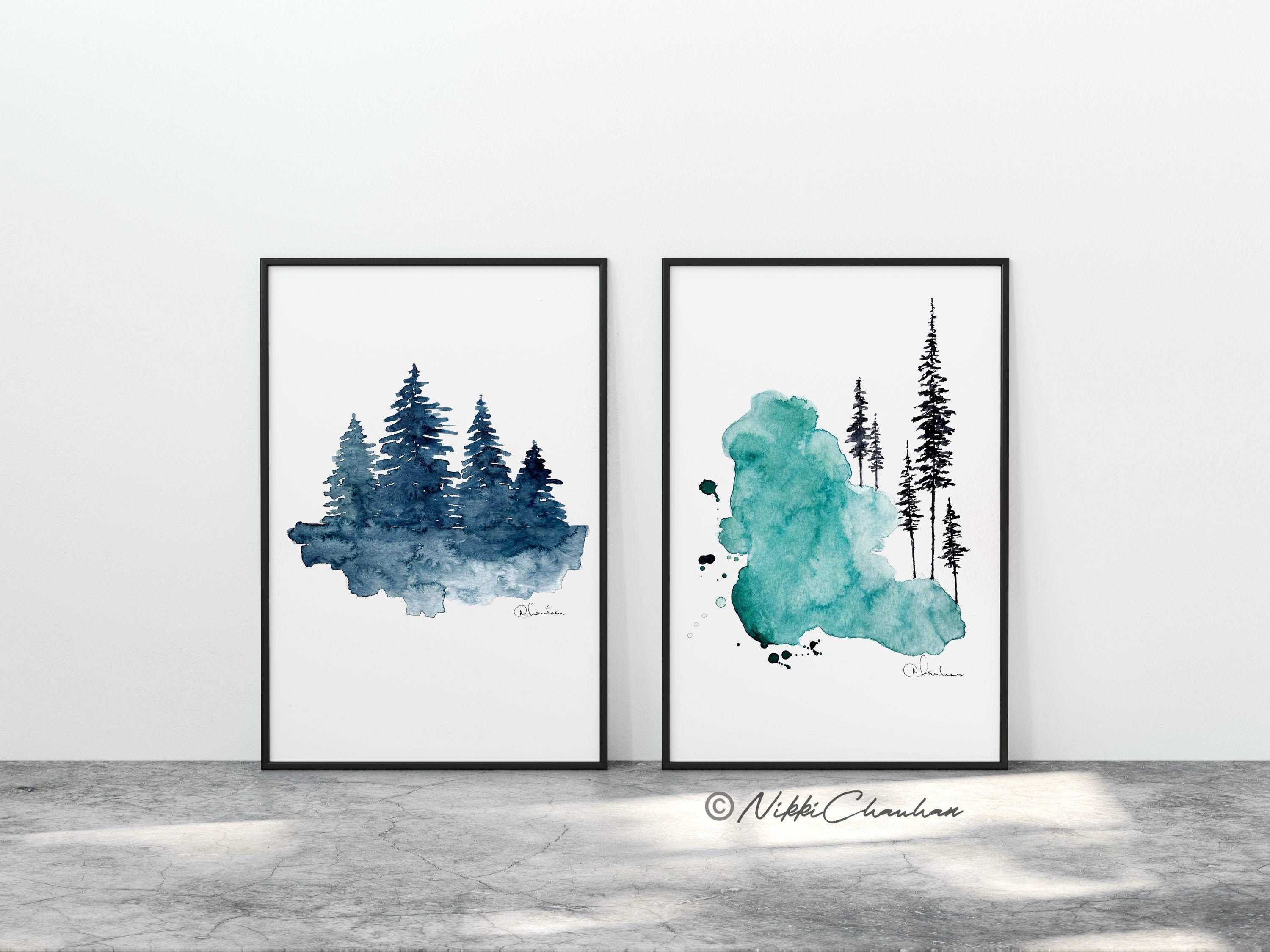 Nordic Art Print, Scandi Wall Art, Woodland Wall Art, Pine Trees ...