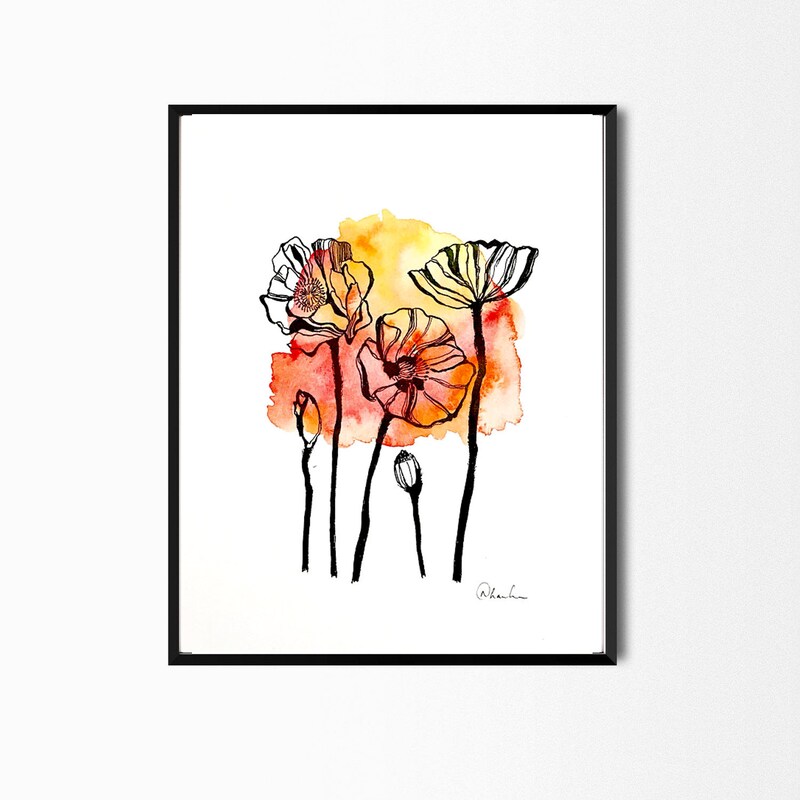 Yellow Poppy Art - Etsy