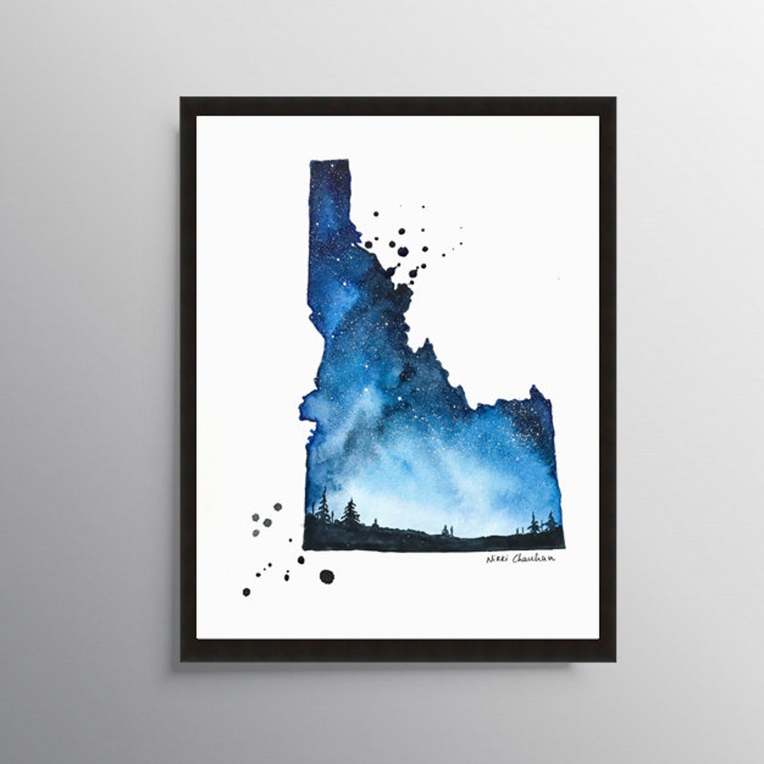 Idaho Map Print, State Map Gifts, Map of Idaho Art, Watercolor State ...