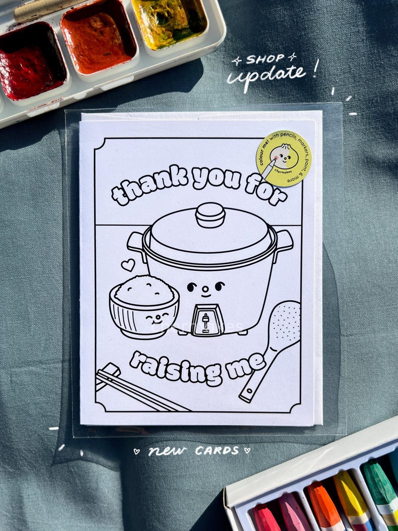 Rice Cooker DIY Coloring Card - Thank You for Parents, Asian Theme - Etsy