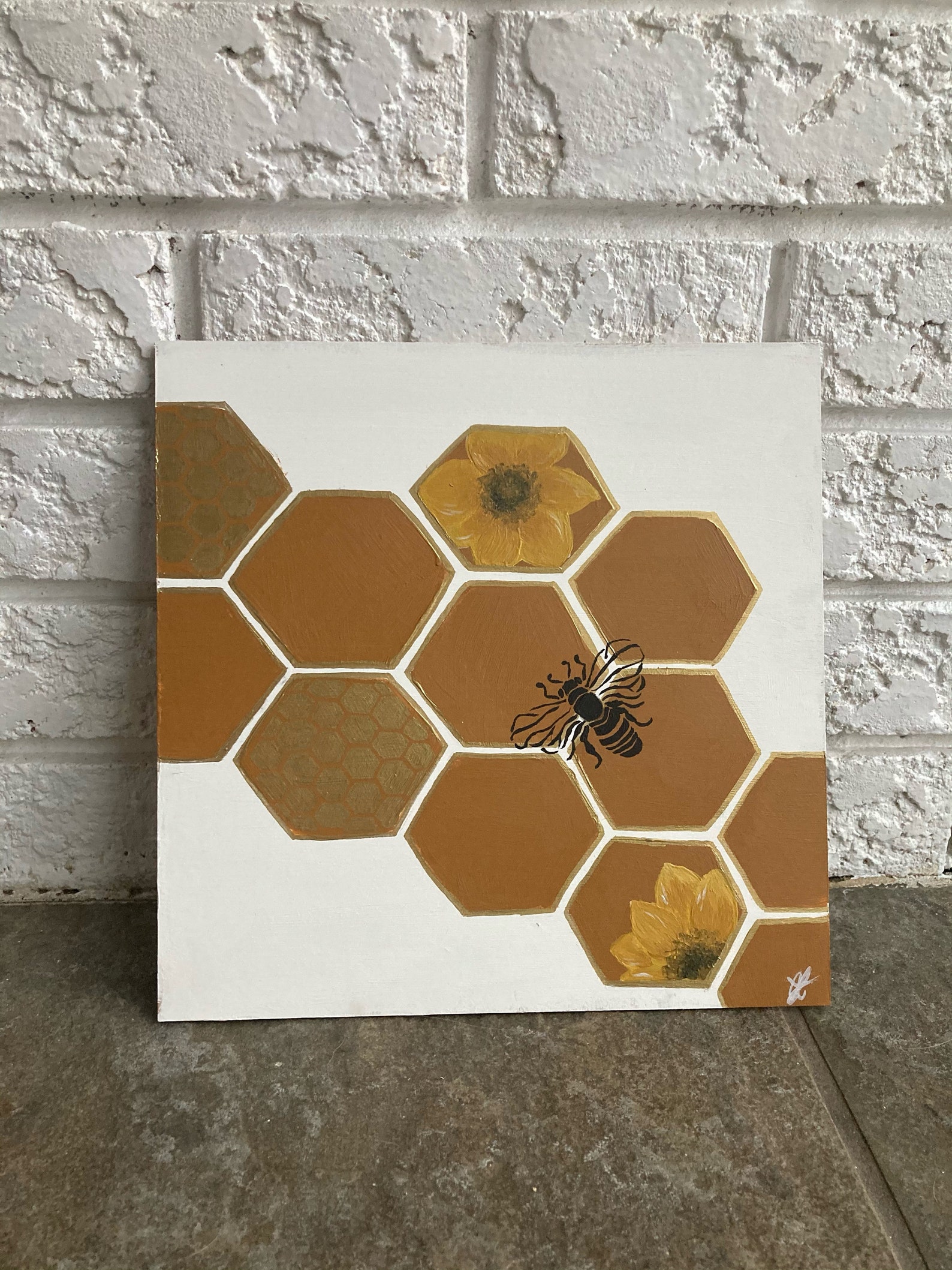 Bumble Bee & Honey Comb Painting on Art Board | Etsy