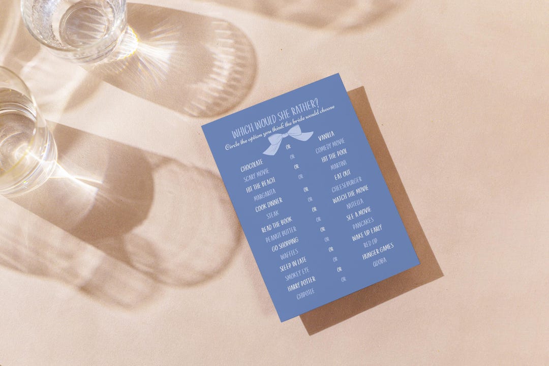 Bridal Shower Game Download Printable File Template "which Would She ...