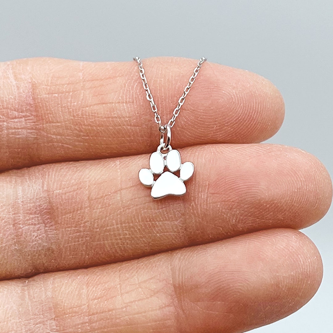 Dainty Paw Print Necklace Sterling Silver Pendant Gold Paw Necklace Dog ...