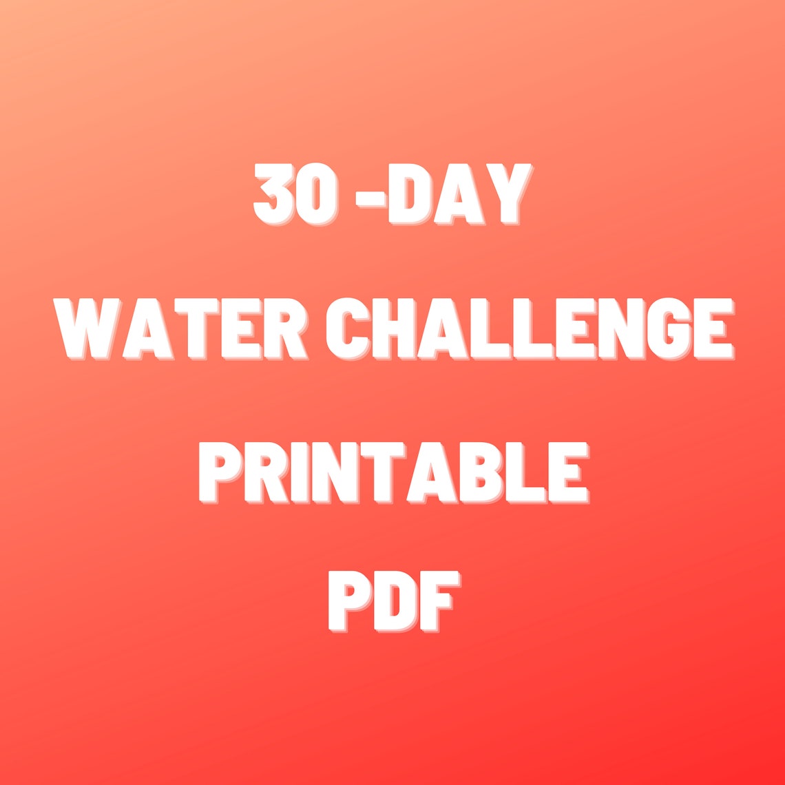 30 Day Water Challenge Printable Pdf Daily Water Intake - Etsy