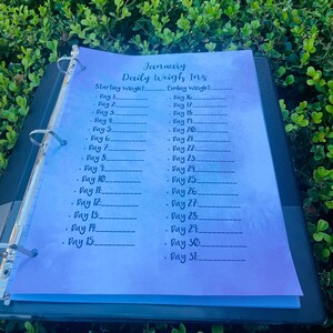 PRINTABLE Daily Weigh in Sheet - Etsy