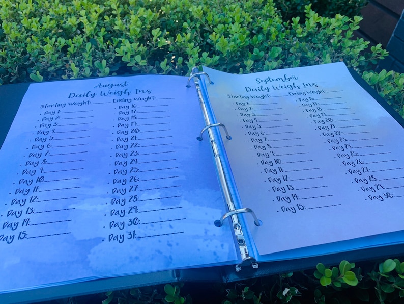 PRINTABLE Daily Weigh in Sheet - Etsy