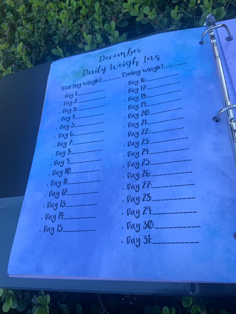 PRINTABLE Daily Weigh in Sheet - Etsy