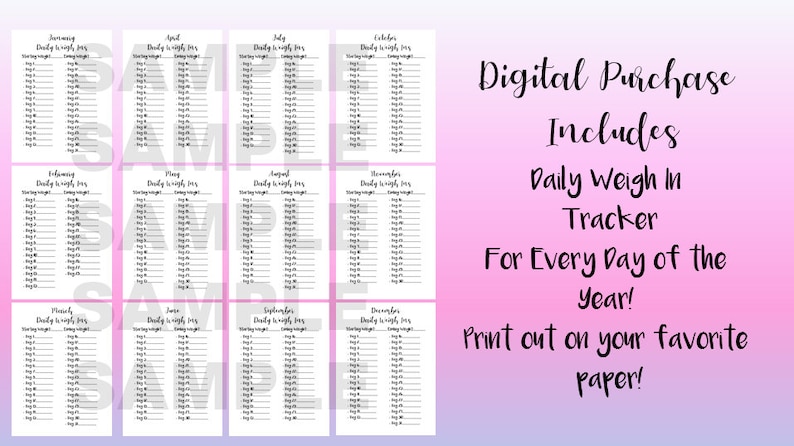 PRINTABLE Daily Weigh in Sheet - Etsy