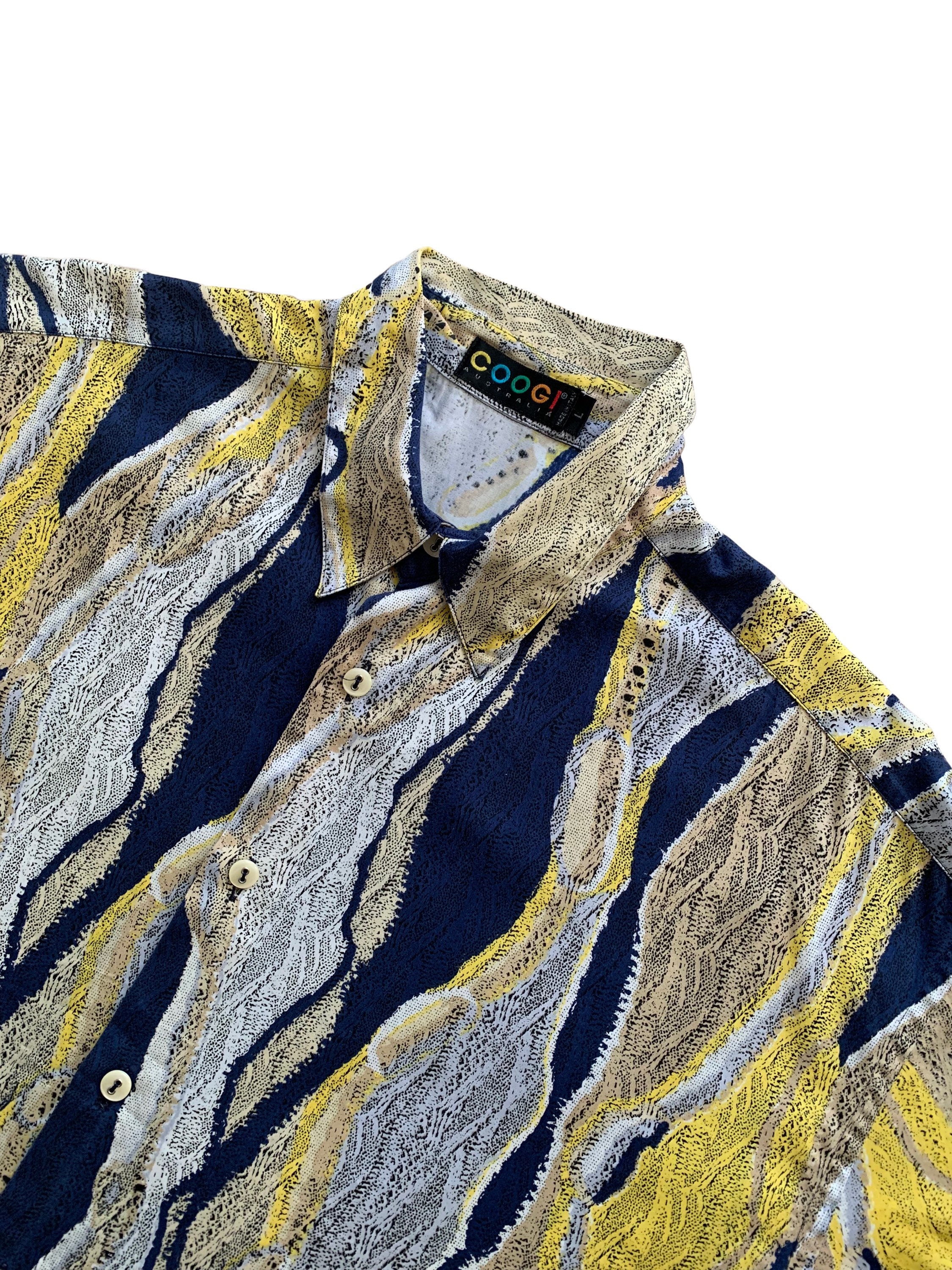 Vintage Coogi 3D Multicolor Button up Short Sleeve Shirt Button Down Australia 90s Retro Rare ...