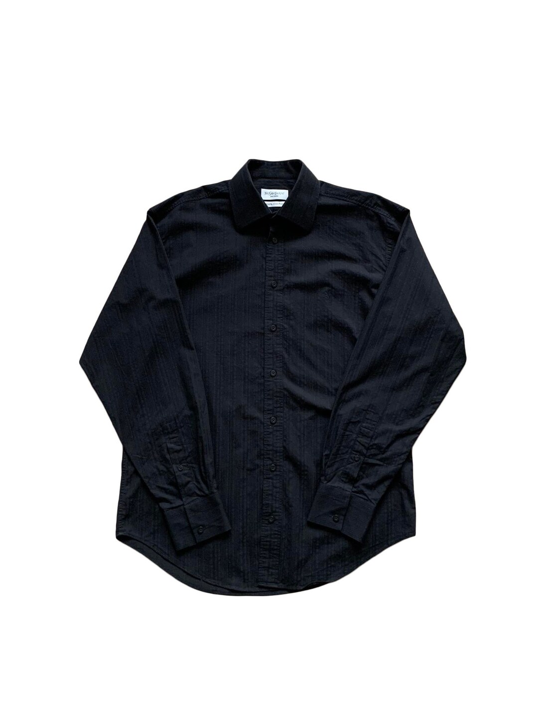 YSL Yves Saint Laurent Vintage Men's Black Cotton Striped Shirt Size L ...
