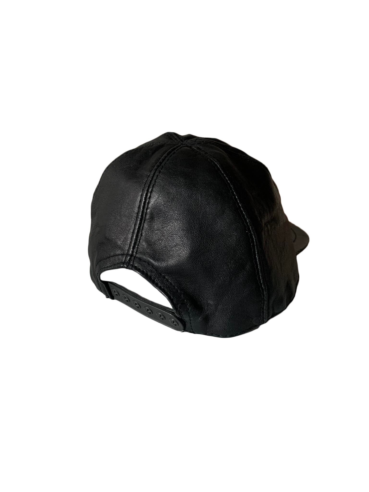 Vintage Harley Davidson Flames Flaming Logo Leather Hat Cap Black 1980s ...