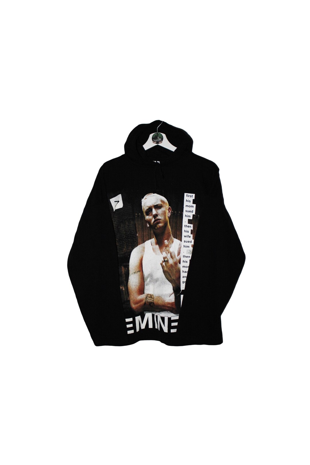 Vintage Eminem Slim Shady Rap Hoodie Sweatshirt Black Pullover Y2K Hip ...