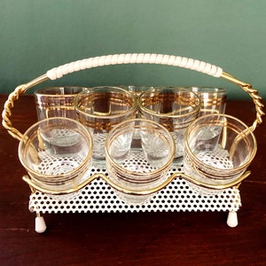 VINTAGE 8 Shot Glasses 50s, Shot Glasses, Gold Rim Rare Version in ...