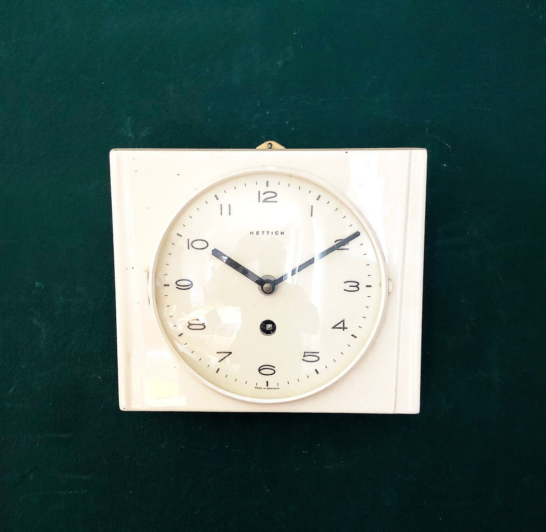 VINTAGE Kitchen Clock Hettich, Wall Clock Approx. 1950s, Mechanical to ...