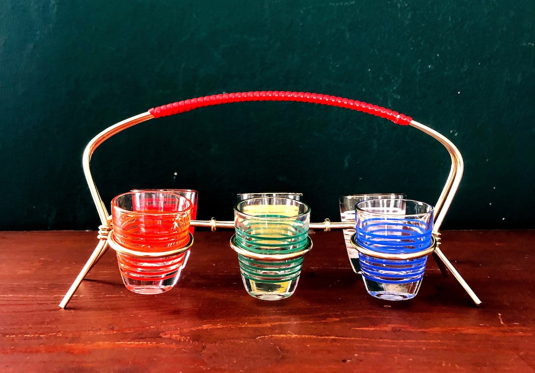 Shot Glass Set From the 50s Shot Glasses in a Plastic Stand - Etsy