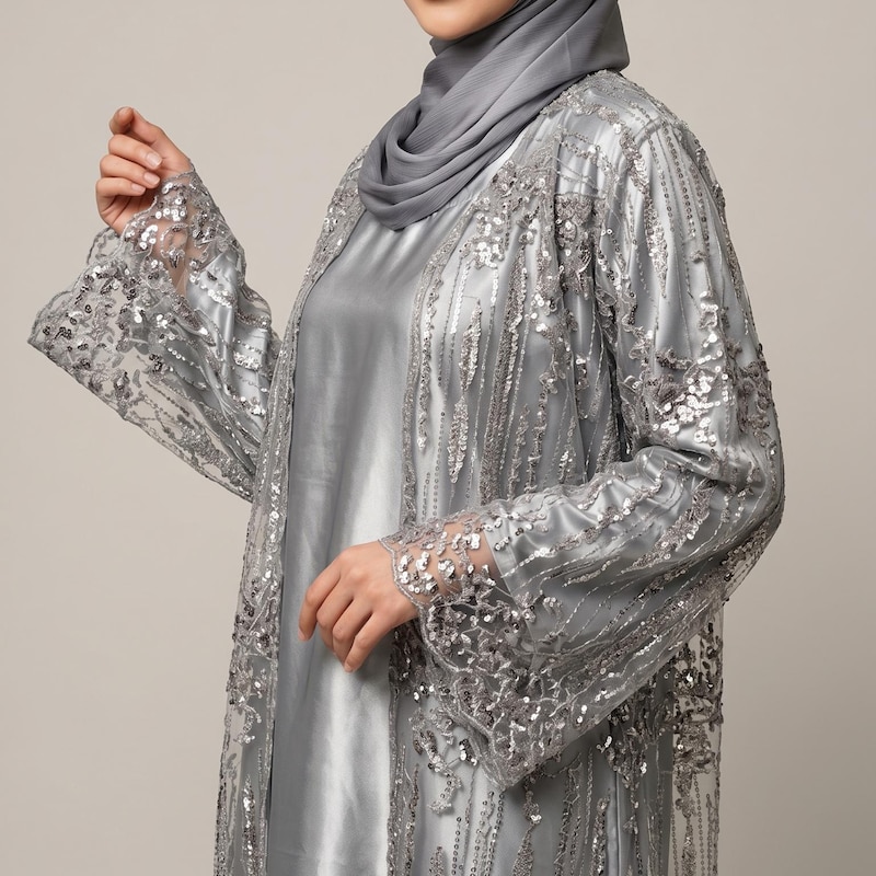 Black Abaya With Sequins - Etsy