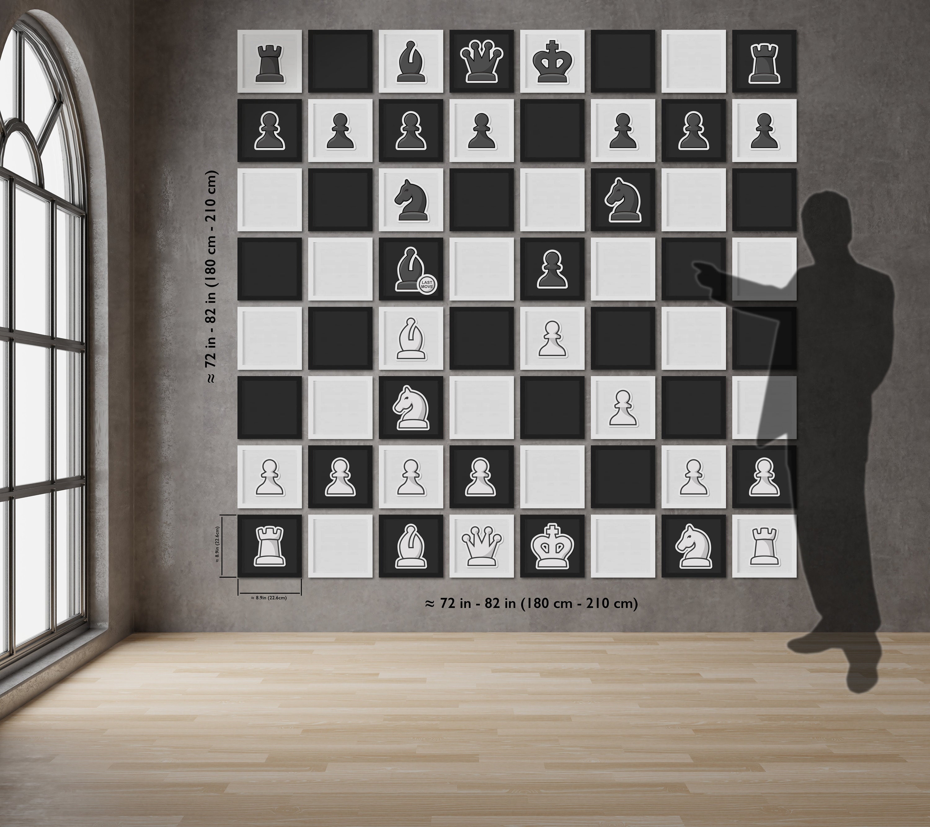 Large Vertical Magnetic Chessboard With Moveable Chess Pieces. Based on Wall Mounted Frames. Etsy