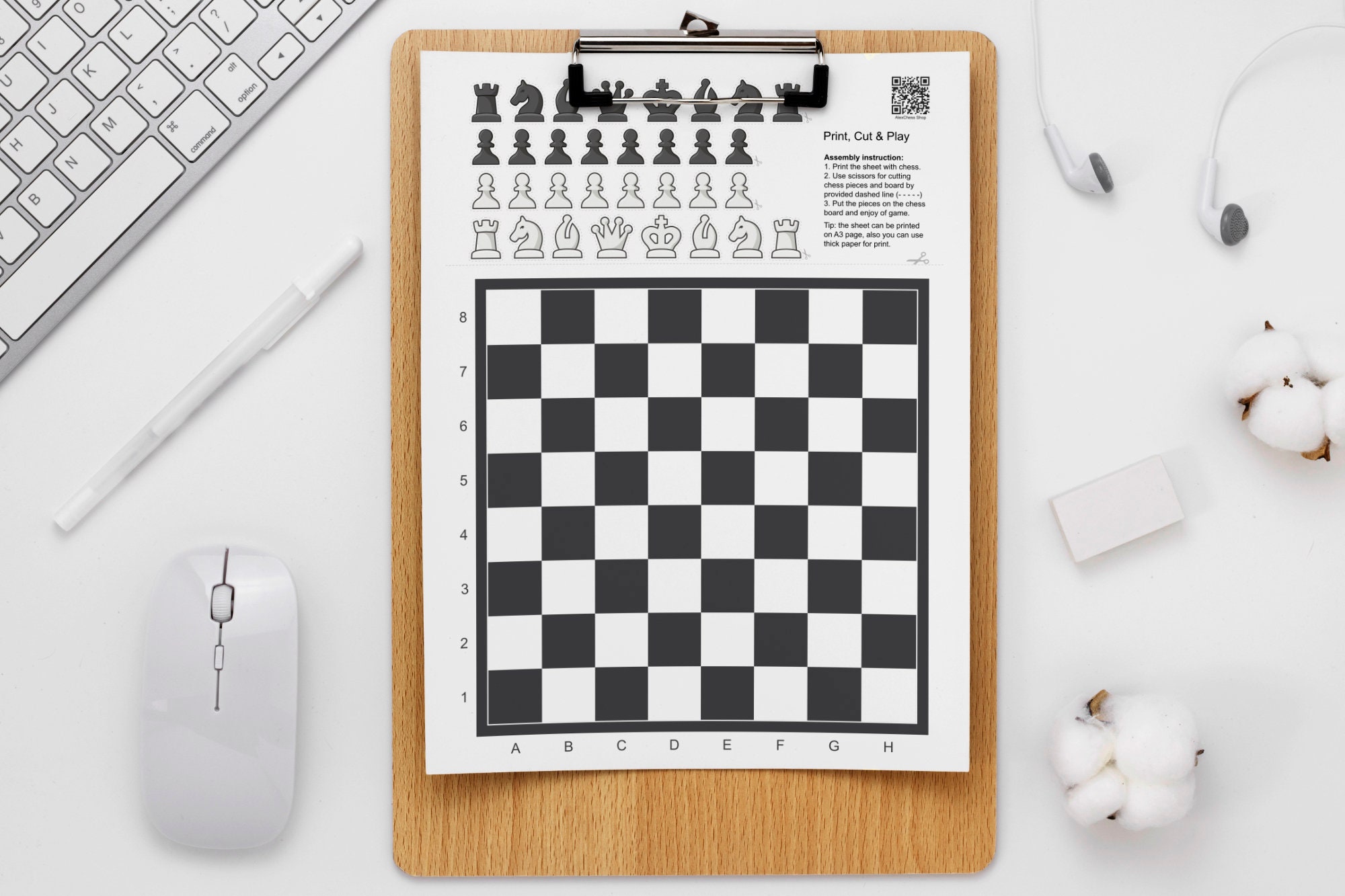 Print, Cut & Play - Digital Chess Set for Printing on Paper Sheet - Etsy