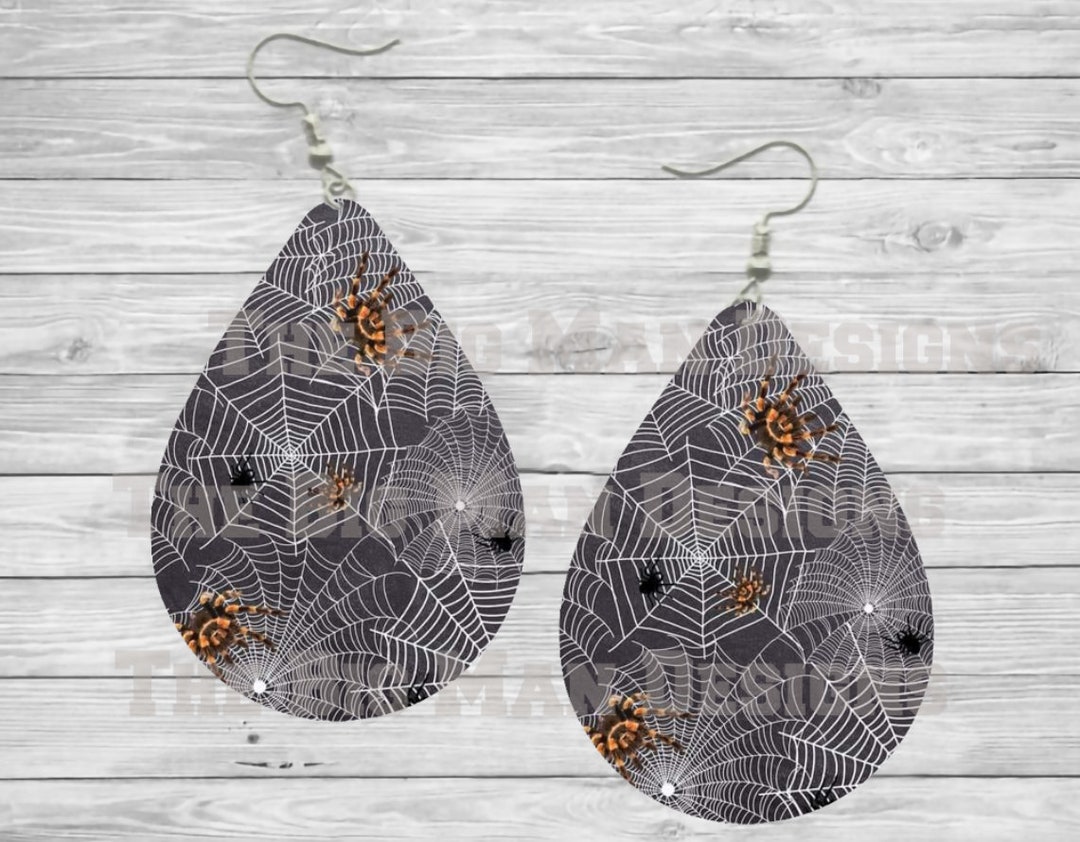 Halloween Spider Web Teardrop Earrings / Teardrop Dangle Earrings ...