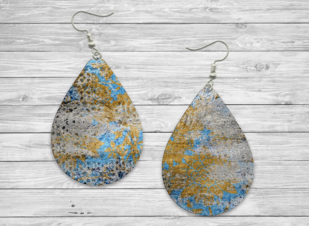 Vintage Old Blue and Rust Colored Teardrop Earrings / Teardrop Dangle ...