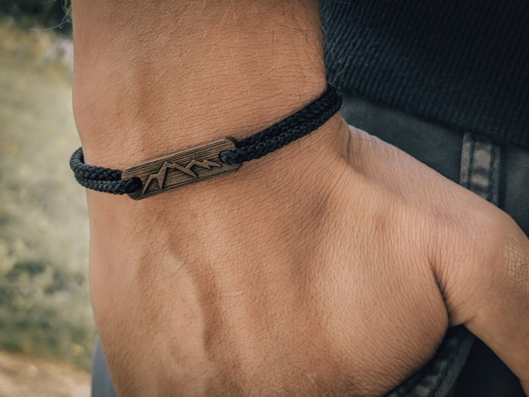 Männer Berg Armband aus Walnussholz | personalisierbar | Herren | Bergsteiger | Kletterer ...