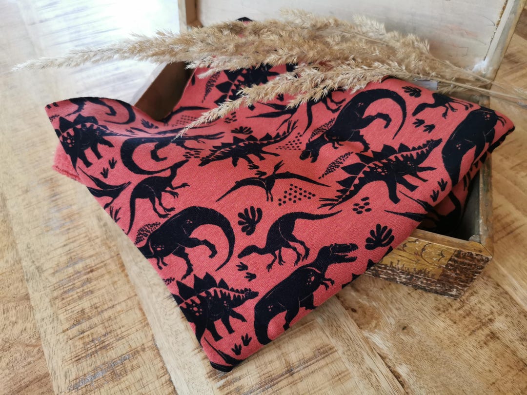 Alpine Fleece Dinosaur Brick-colored Black Children's Fabric 0.5 M ...