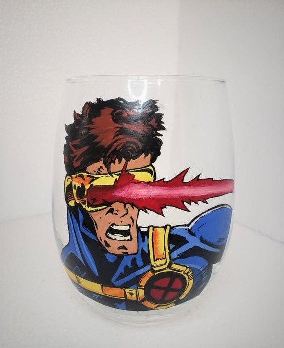 Cyclops Comic Book Style Hand Painted Wine Glass | Etsy