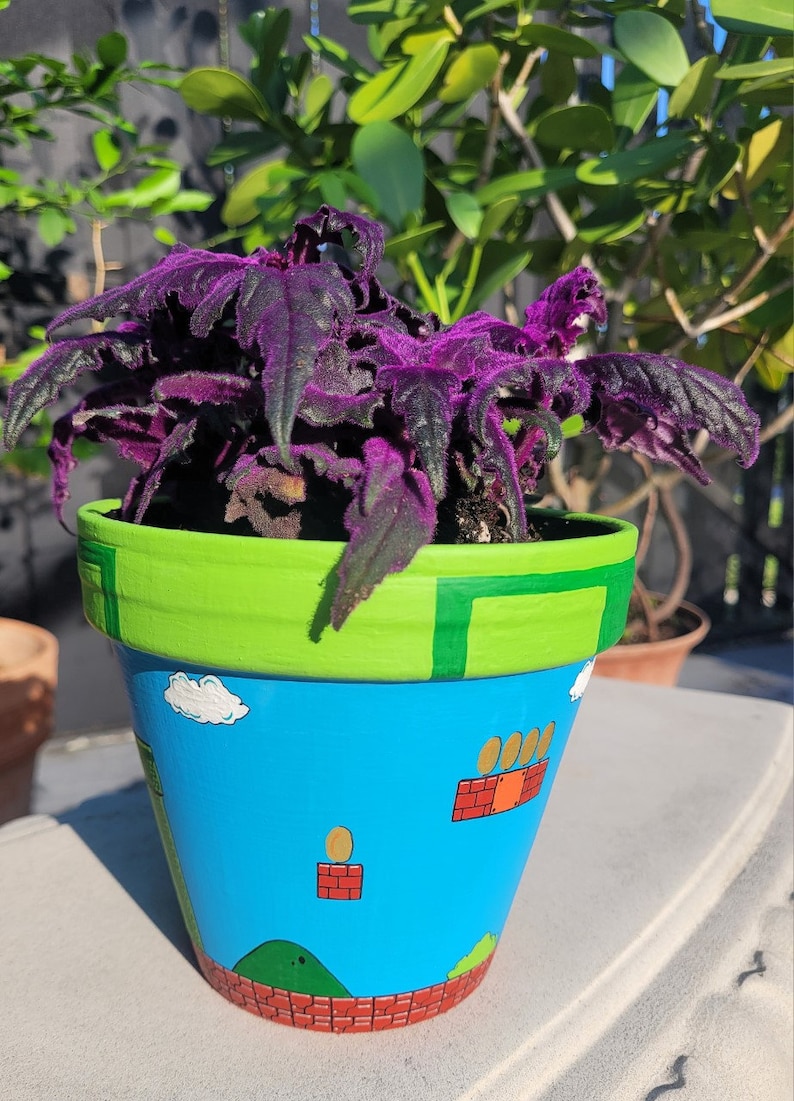 Mario Planter Pot (7"w X 4"h X 4"b) (this Pot is Wider Towards the Top ...