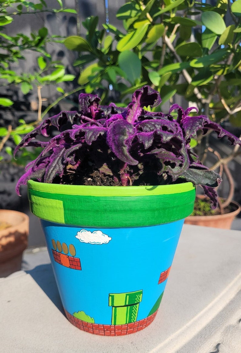 Mario Planter Pot (7"w X 4"h X 4"b) (this Pot is Wider Towards the Top ...
