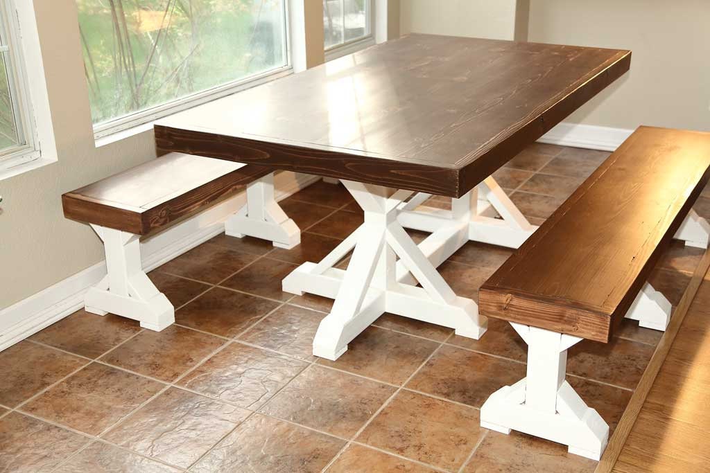DIY Farmhouse Dining Table Set With Bench and a Chair Plan [kitchen ...