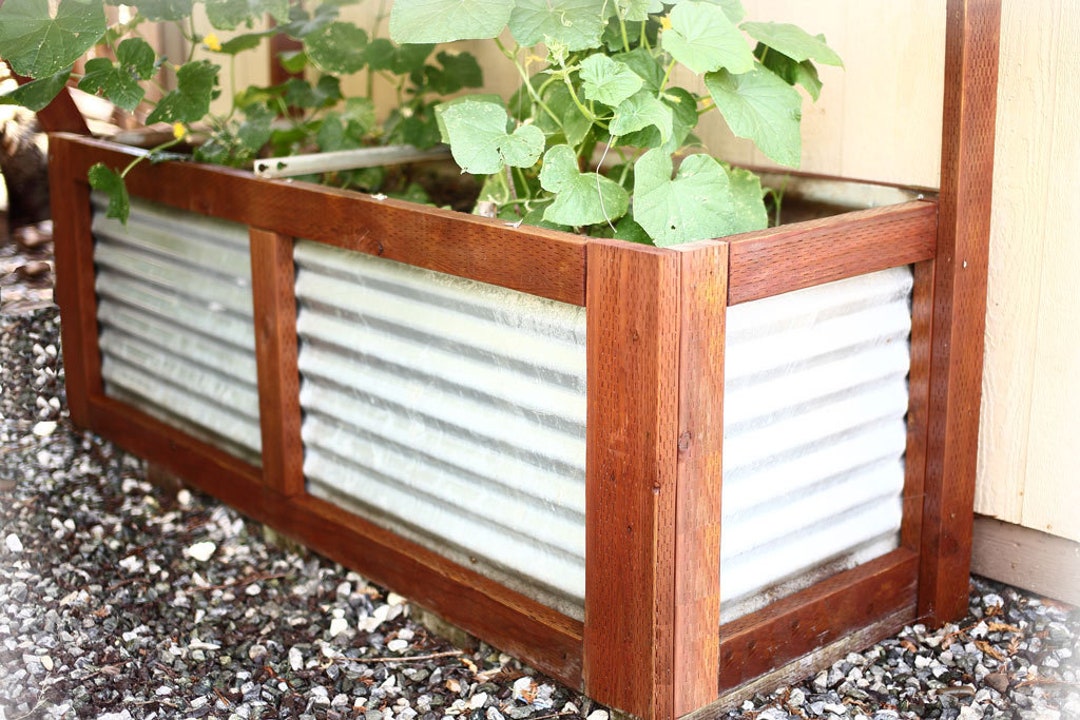 DIY Planter Container With Corrugated Steel Plans [metal Planter Box ...