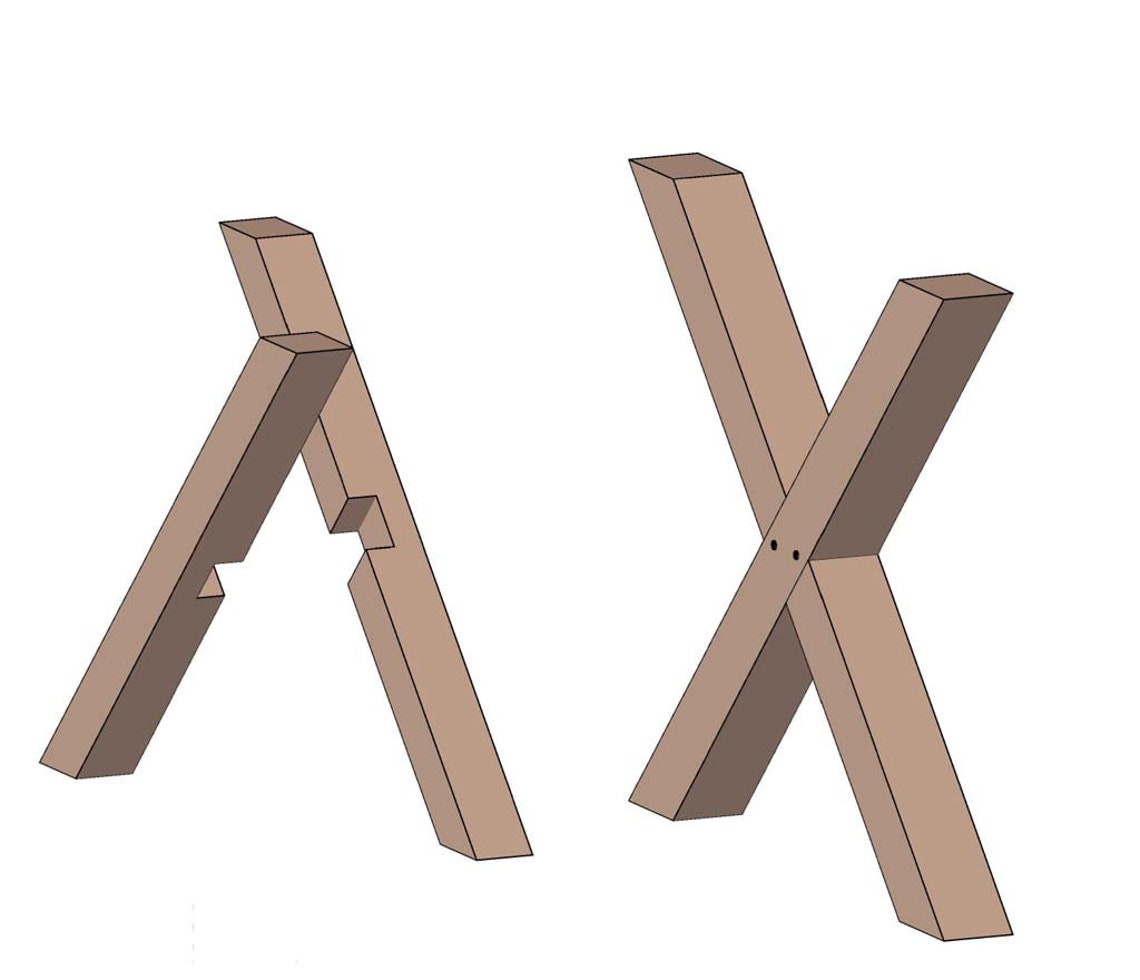 DIY Dining Table With Cross Legs Plans kitchen Table 4x4 - Etsy