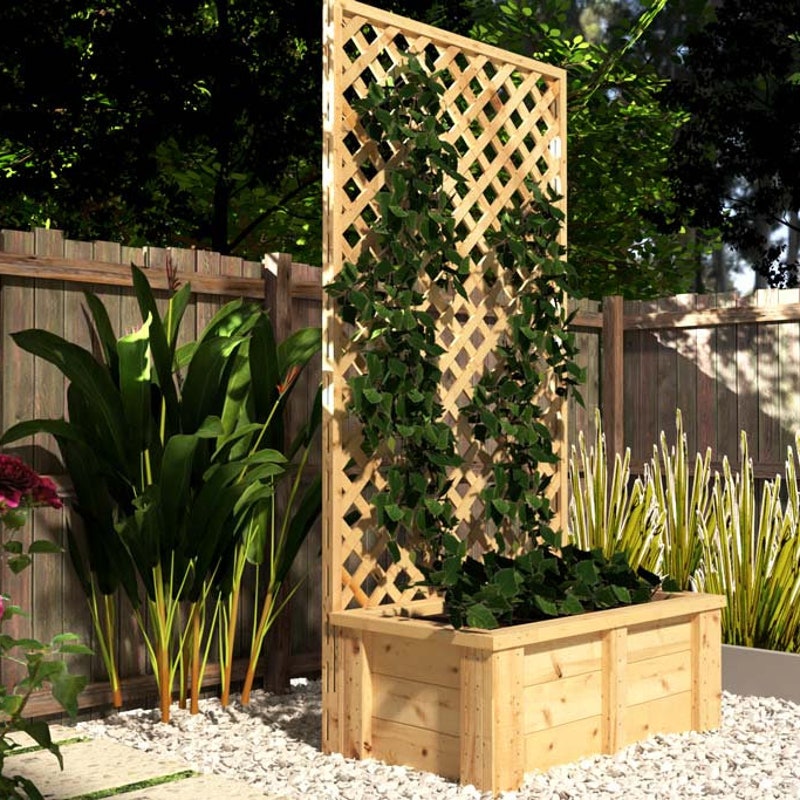 Wooden Planter With Lattice - Etsy UK