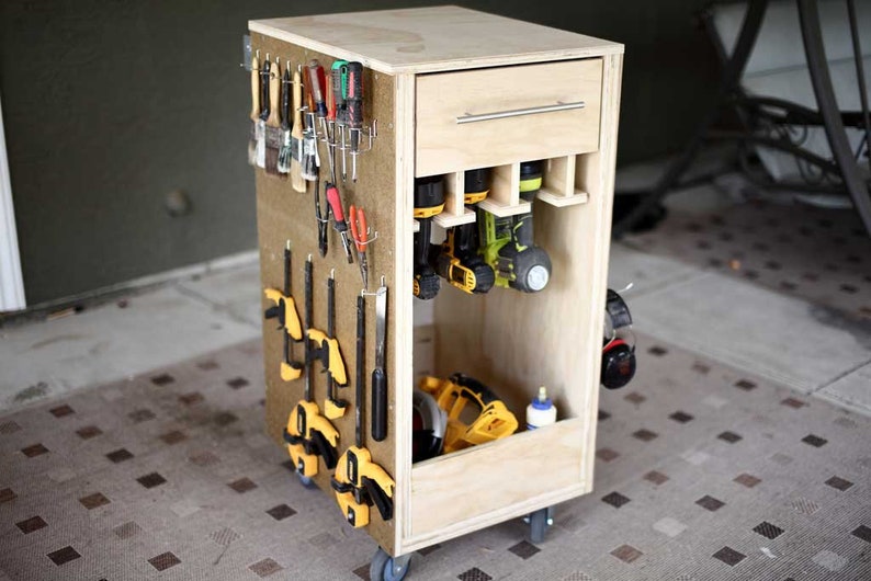 DIY Mobile Tool Cart With Pegboard Sides Plans [homemade Rolling Tool ...