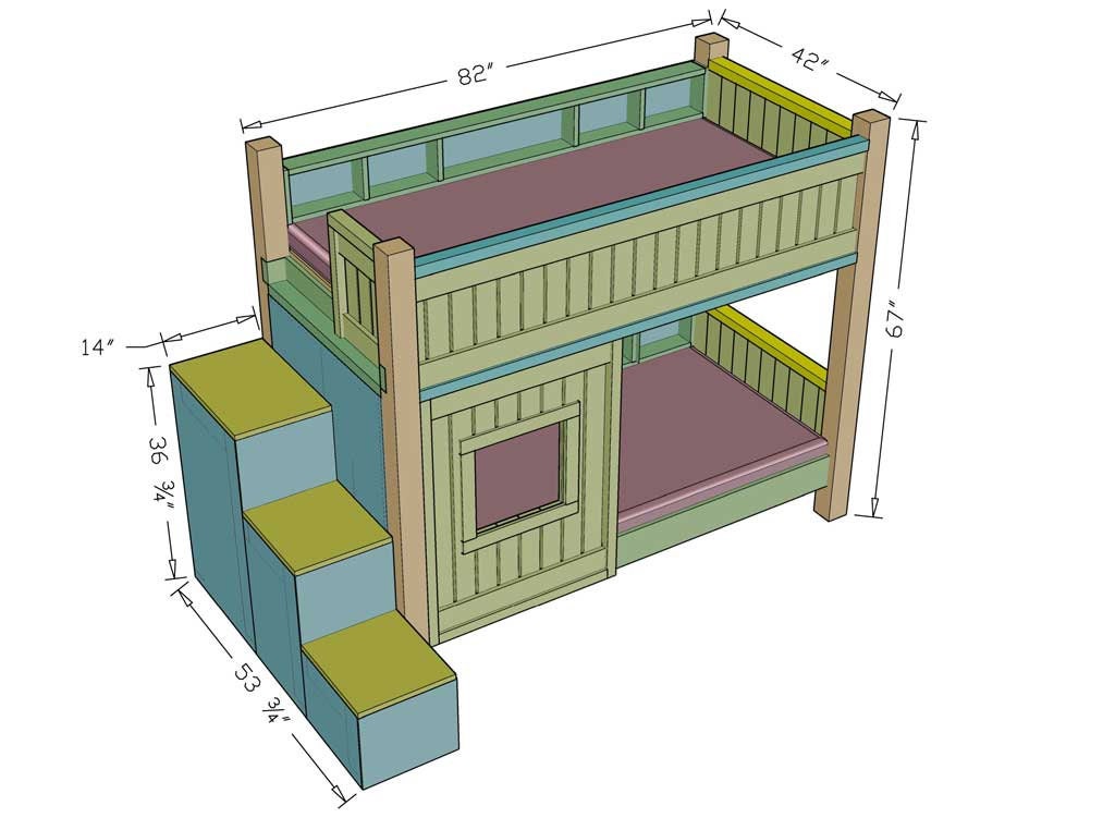 DIY Bunk Bed With Stairs Plans bed for Kids Plan Twin Bunk Bed Plans Bed PDF Plans DIY Bed Bed With Stairs Etsy