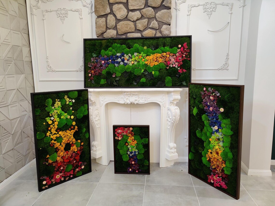 Preserved Moss Wall Art | Rainbow Gradient Botanical Decor | Eco ...