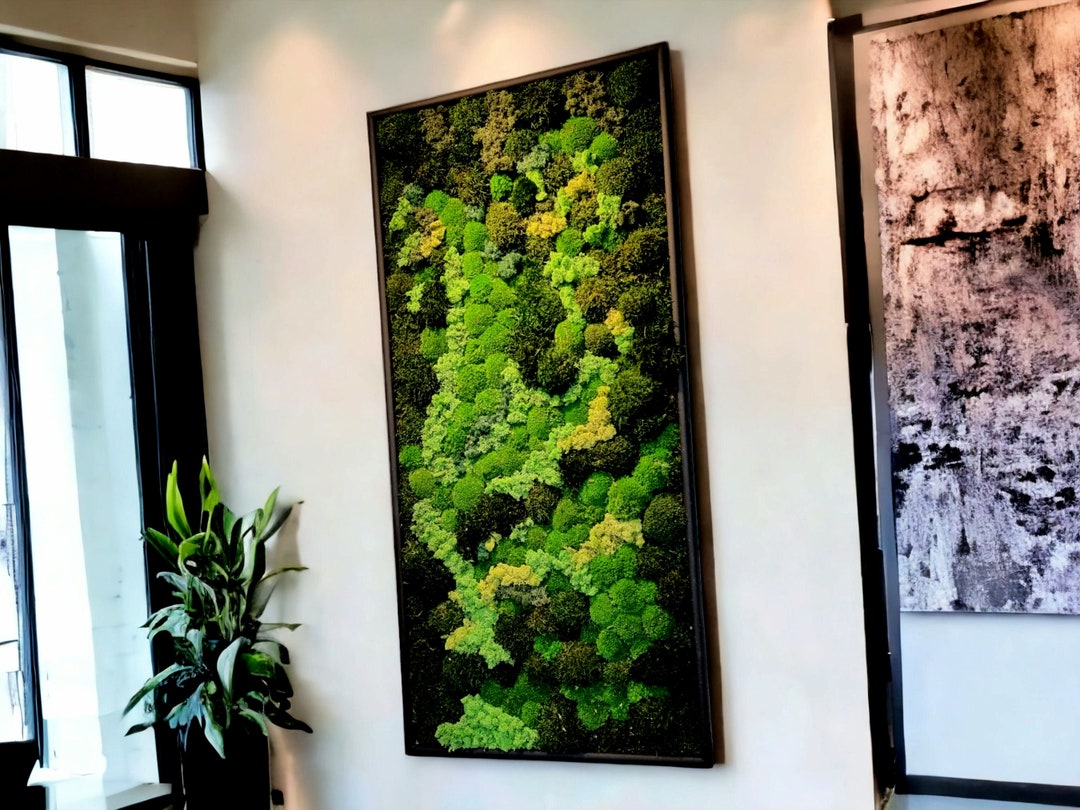 Large Moss Art, Preserved Moss Wall Art, Wooden Framed Moss Wall Panel ...