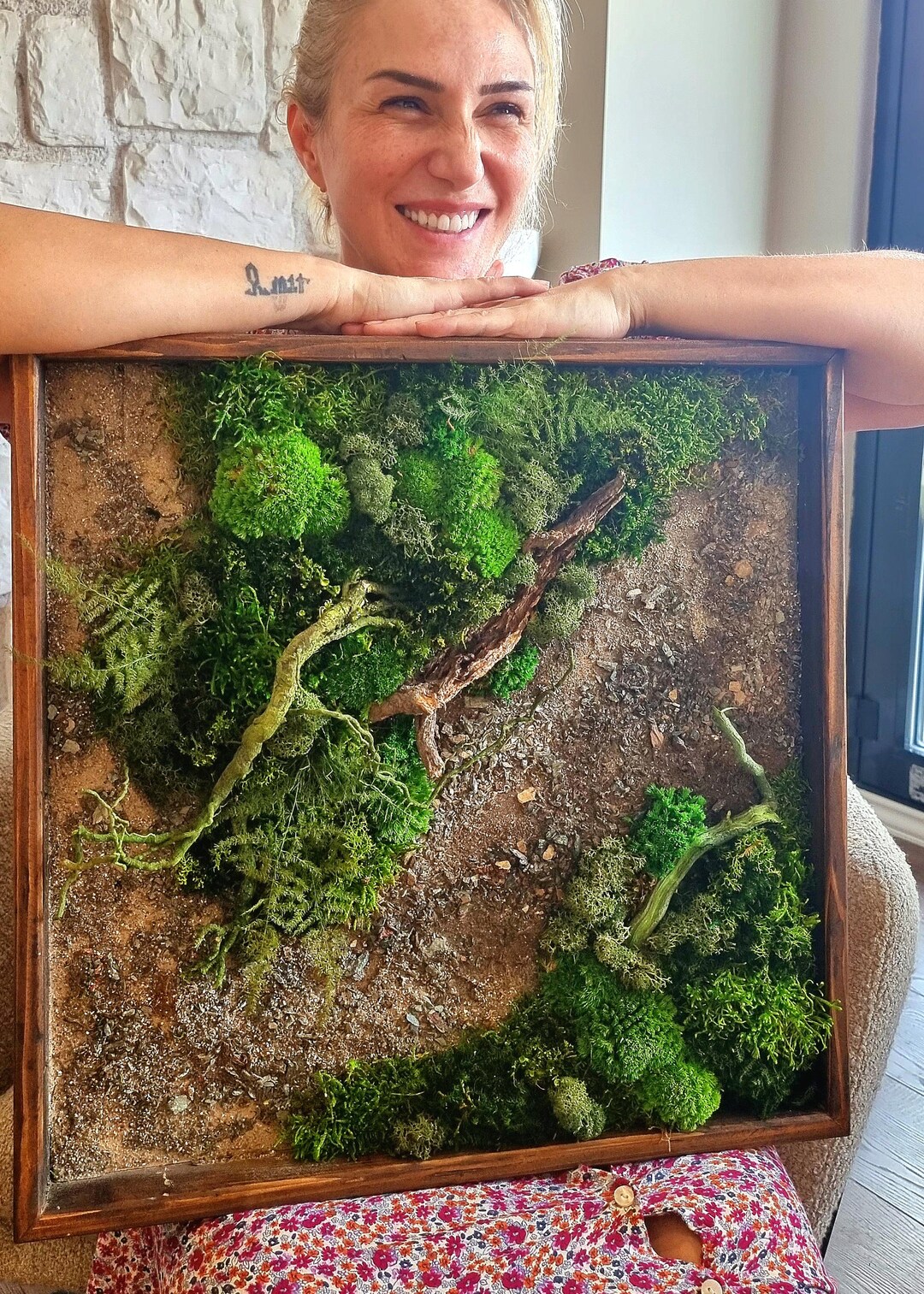Handcrafted Moss Wall Art With Reindeer Moss,natural Preserved Moss ...