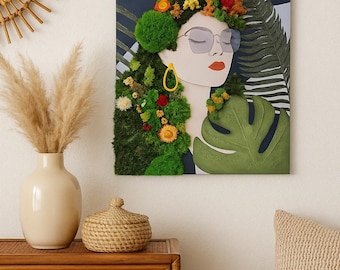 Moss Art "serene Beauty" | Woman Portrait With Moss Hair | Eco Friendly ...