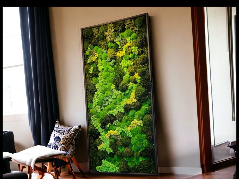Large Preserved Moss Wall Art Panel, Luxury Green Moss Wall, Framed ...