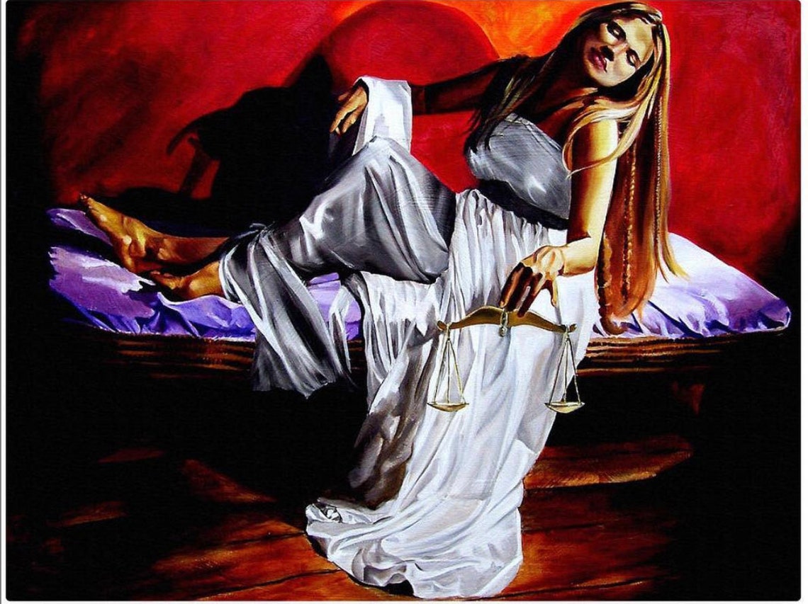 Original Oil Painting Lady Justice Waking Up - Etsy