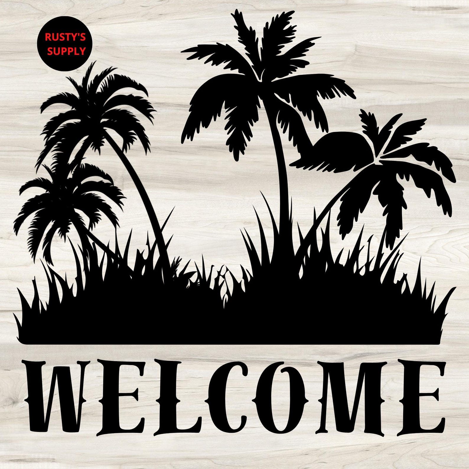 Welcome Palm Tree Scene SVG – Welcome Tropical Scene SVG – Palm Tree ...