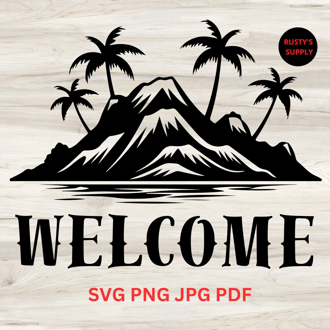 Welcome Tropical Island SVG – Welcome Tropical Scene SVG – Palm Tree ...
