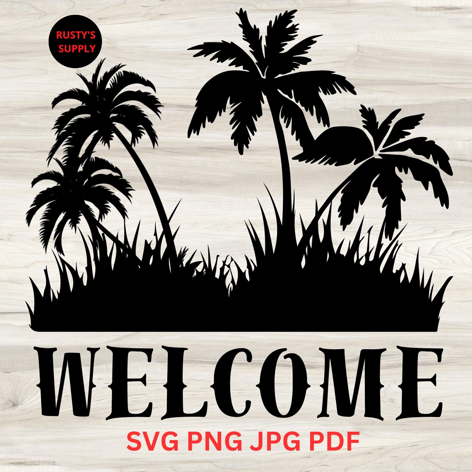 Welcome Palm Tree Scene SVG – Welcome Tropical Scene SVG – Palm Tree ...