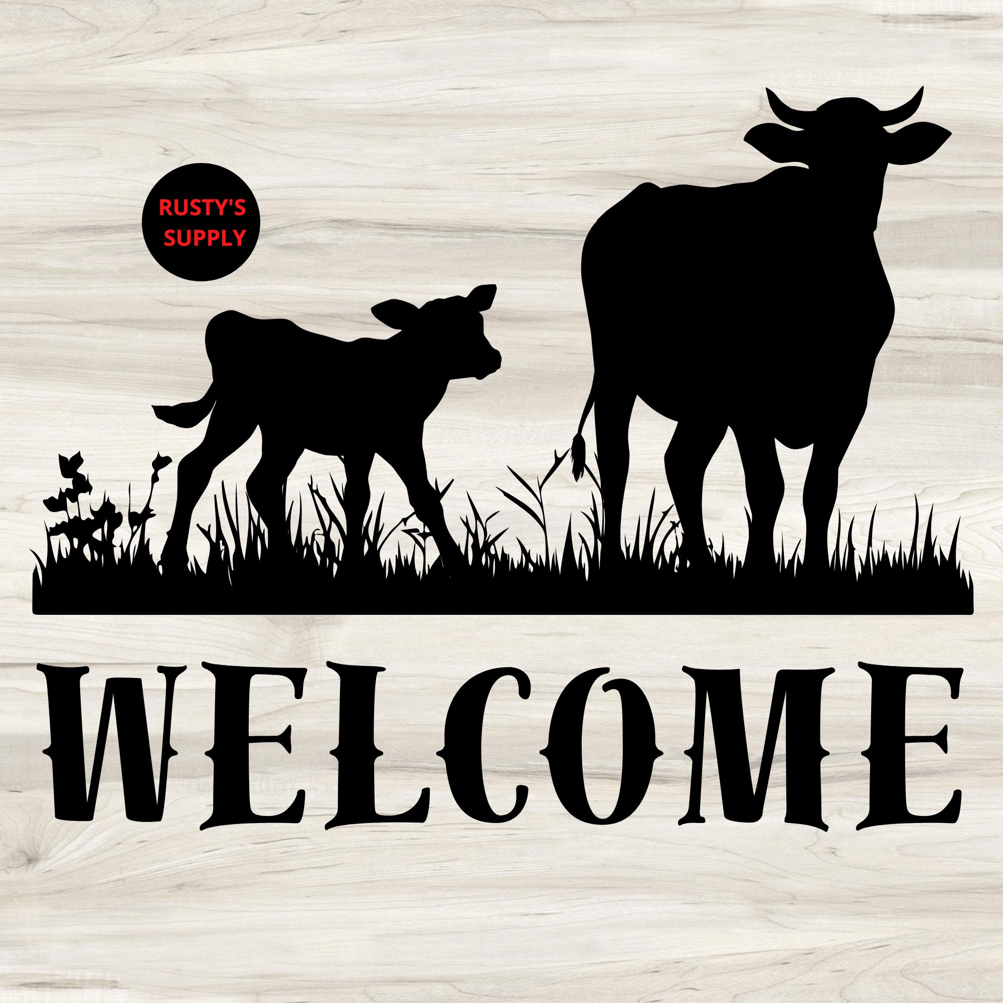 Welcome Cows Scene SVG – Welcome Cows Design – Cow Silhouette Design ...